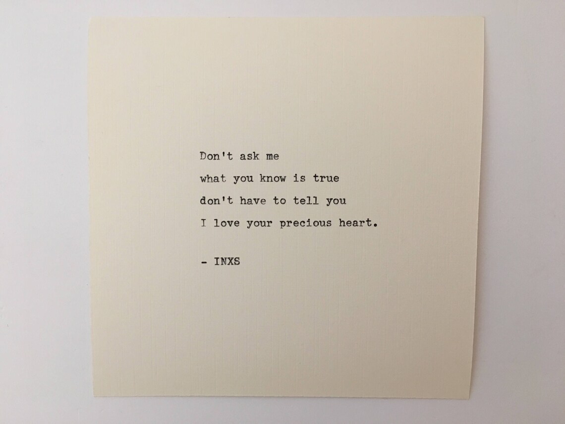 INXS Lyrics Hand Typed on an Antique Typewriter | Etsy