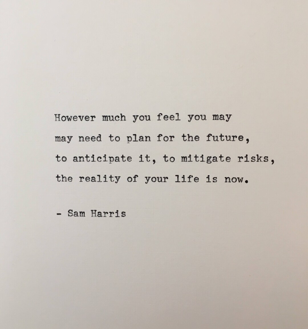Sam Harris Quote Hand Typed on an Antique Typewriter - Etsy