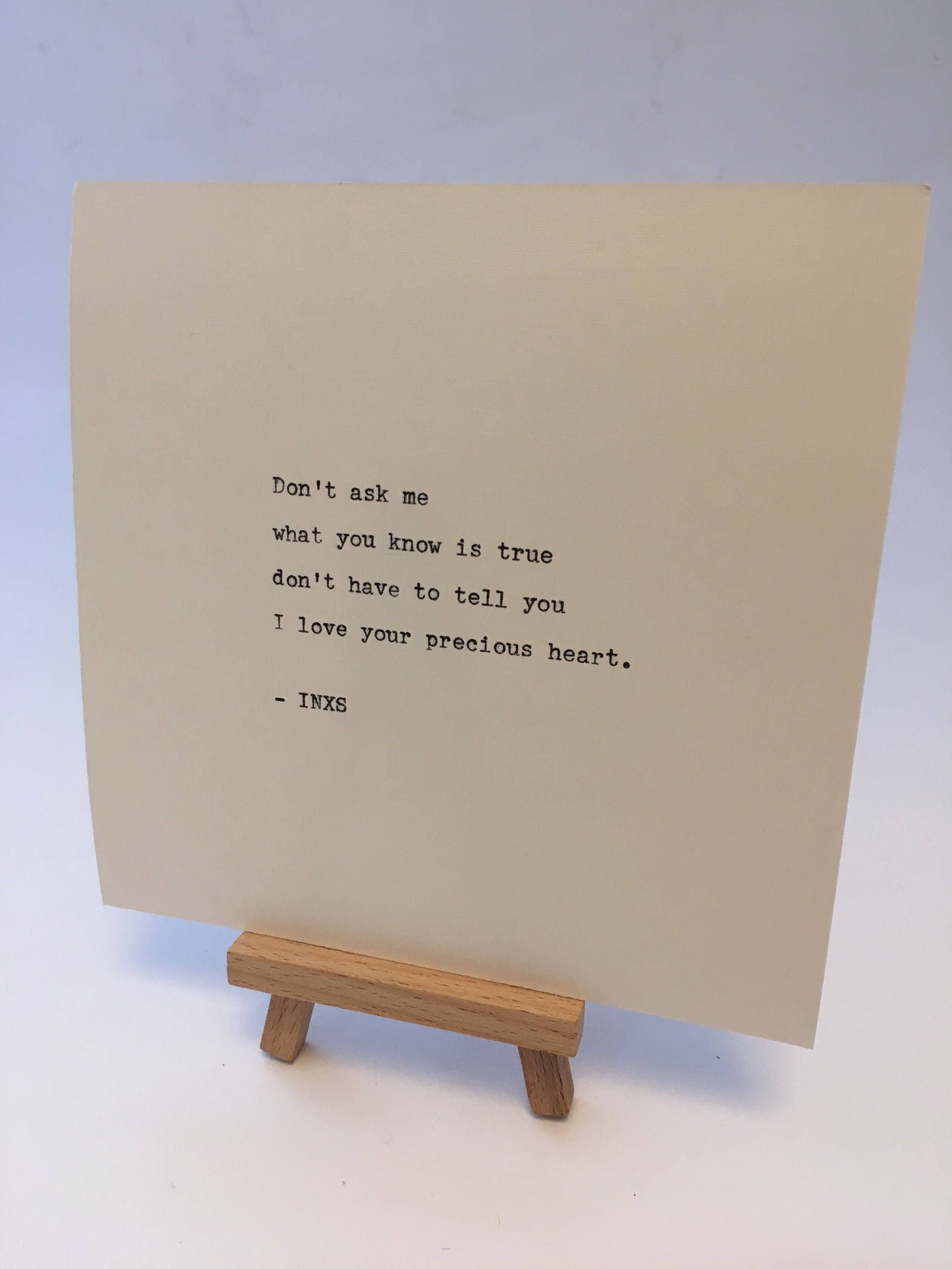 INXS Lyrics Hand Typed on an Antique Typewriter | Etsy