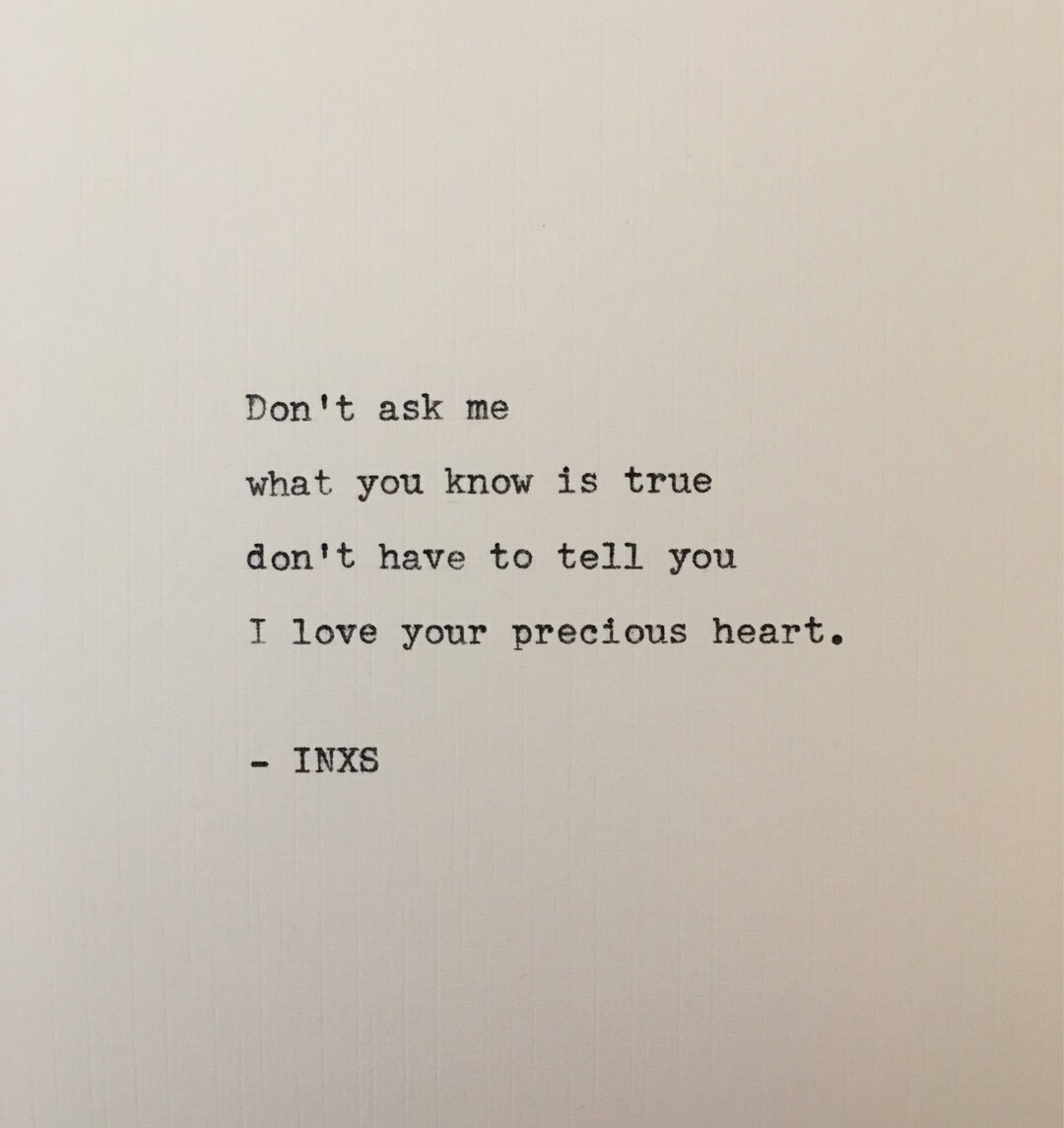 INXS Lyrics Hand Typed on an Antique Typewriter - Etsy