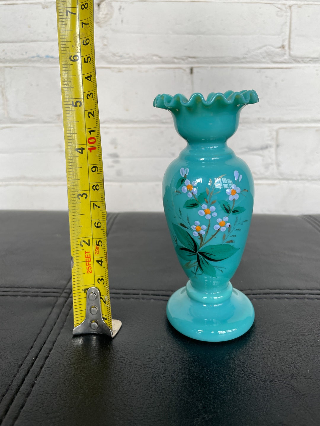 Victorian Bristol VASE Blue Glass 19th Century Antique Floral Single ...