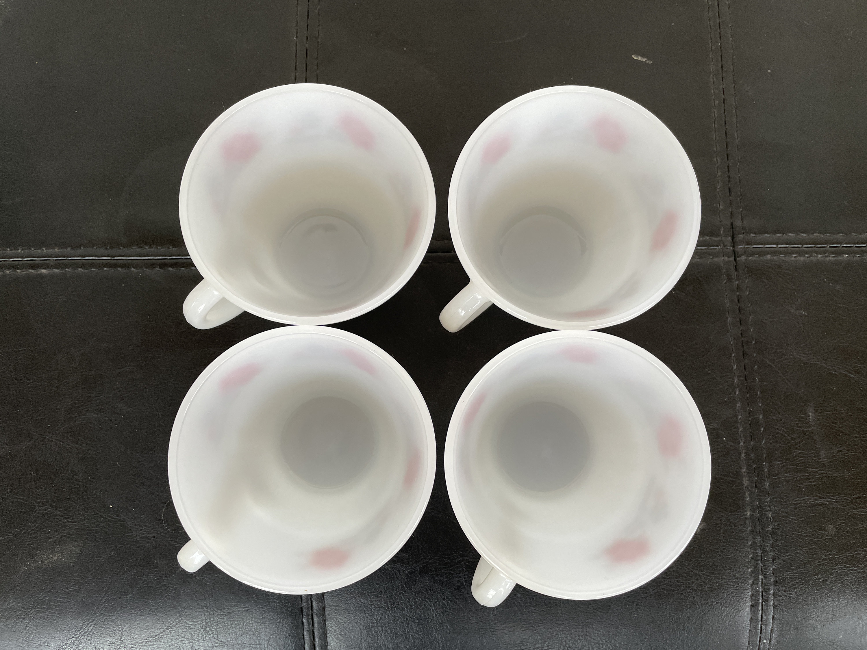 4 Pc Vintage Termocrisa Mexico Opaque Milk Glass Teacup and Saucer Set ...