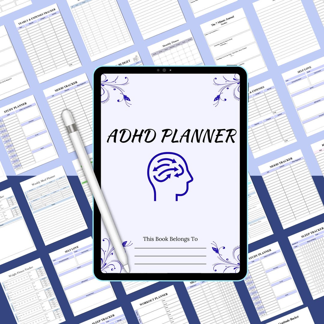 Editable ADHD Planner Bundle: Focus & Cleaning Checklists (digital ...
