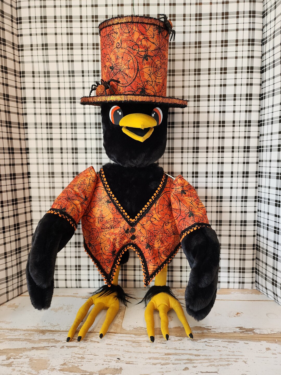 Black CROW Attachment, Plush Crow, Wreath Attachment, Halloween ...