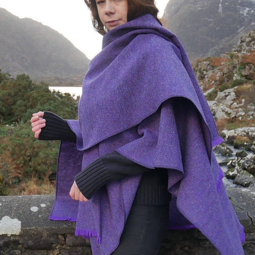 Irish Donegal Tweed Wool Ruana Cape Wrap Cloak Charcoal/ - Etsy