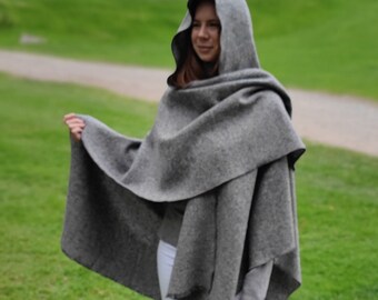 Irish Donegal Tweed Wool Hooded Ruana Cape Rectangle Cloak | Etsy