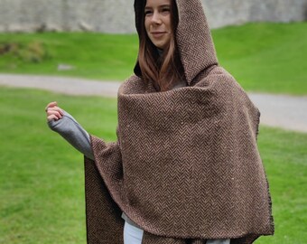 Irish Donegal Tweed Wool Hooded Ruana Cape Rectangle Cloak | Etsy