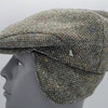 Traditional Irish Donegal Tweed Flat Cap Green Brown Block Check 100% Wool Padded With Foldable ...