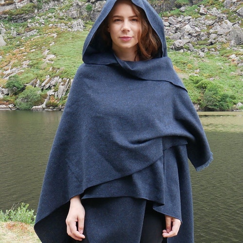Irish Donegal Tweed Wool Hooded Ruana Cape Rectangle Cloak - Etsy