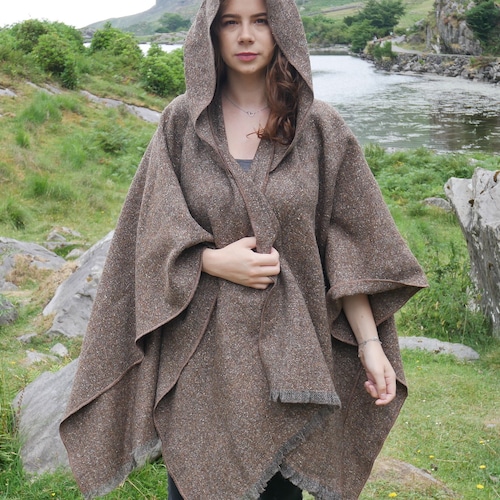 Irish Donegal Tweed Wool Ruana Cape Wrap Cloak Charcoal/ - Etsy