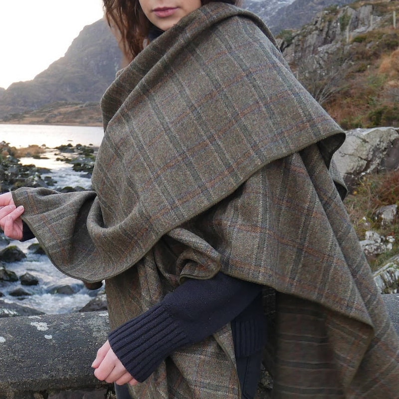 Green Plaid Wool Ruana - Etsy
