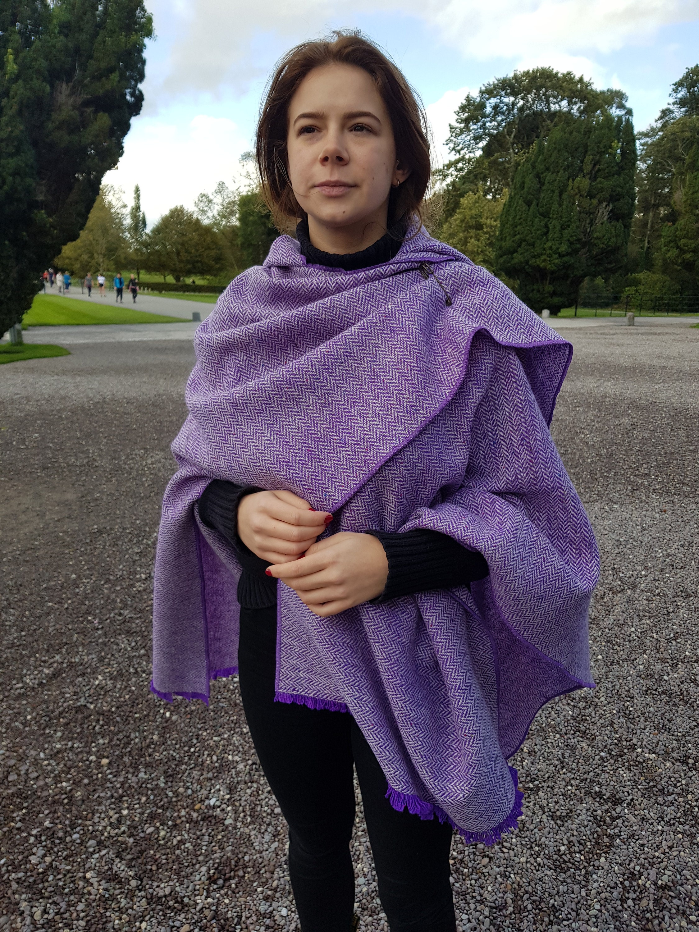 Irish Donegal Tweed Wool Hooded Cape, Cloak , Robe, Ruana, Wrap ...