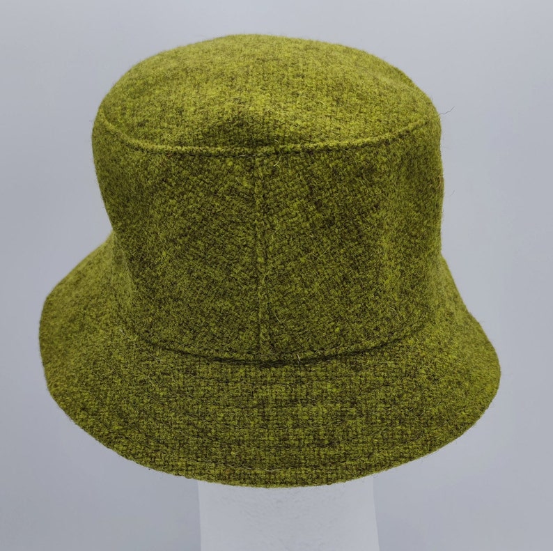 Ladies Irish Tweed Bucket Hat - Round Hat - Olive/lime Green - Lined ...