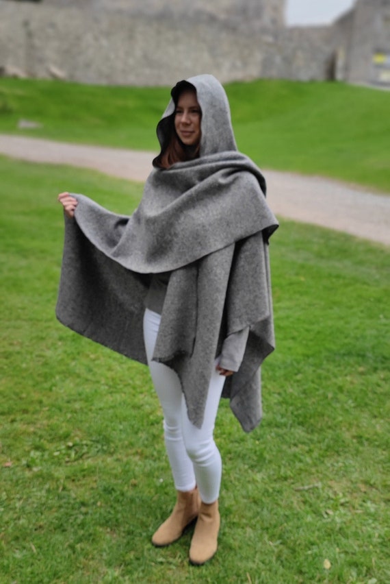 Irish Donegal Tweed Wool Hooded Ruana Cape Rectangle Cloak | Etsy