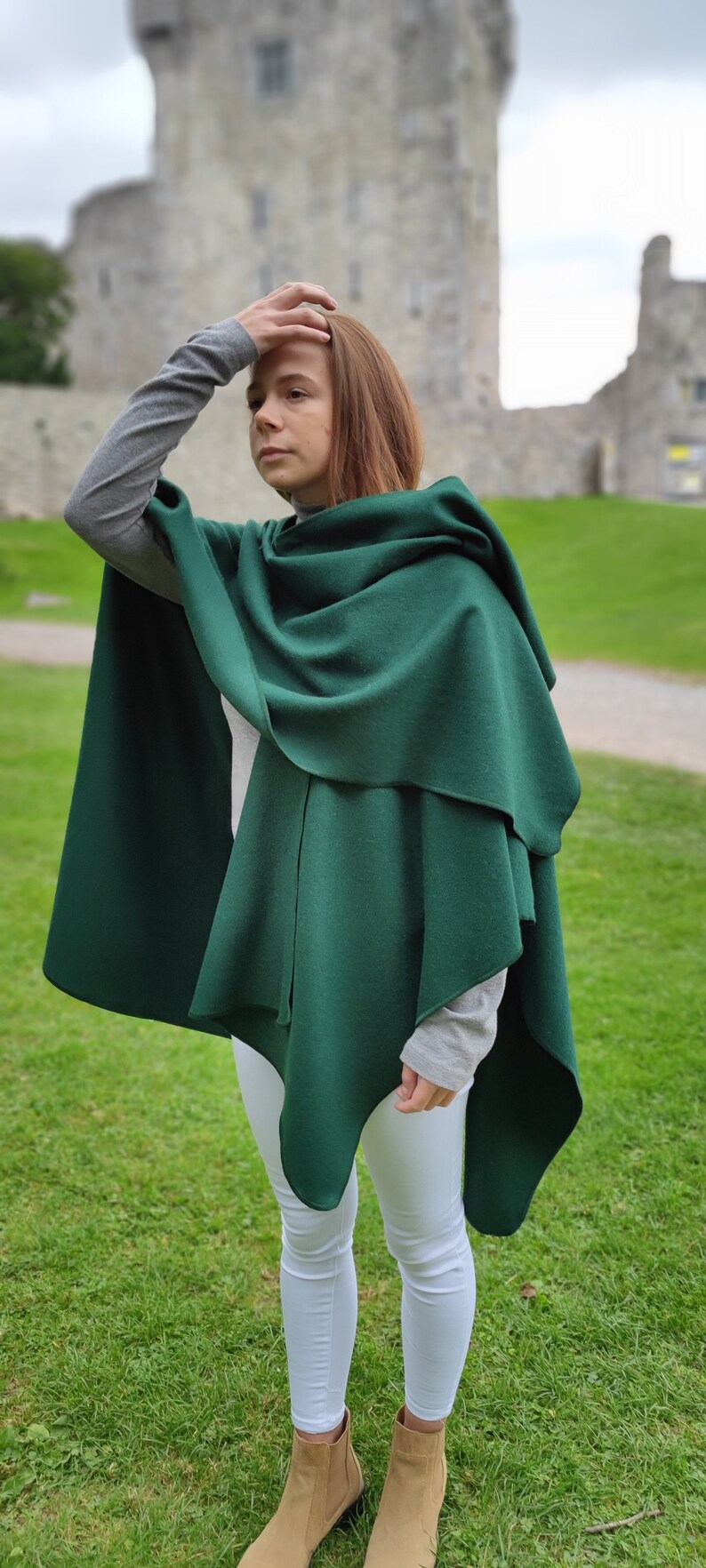 Irish Woven Wool Cape Ruana Wrap Rectangle Cloak 100% | Etsy