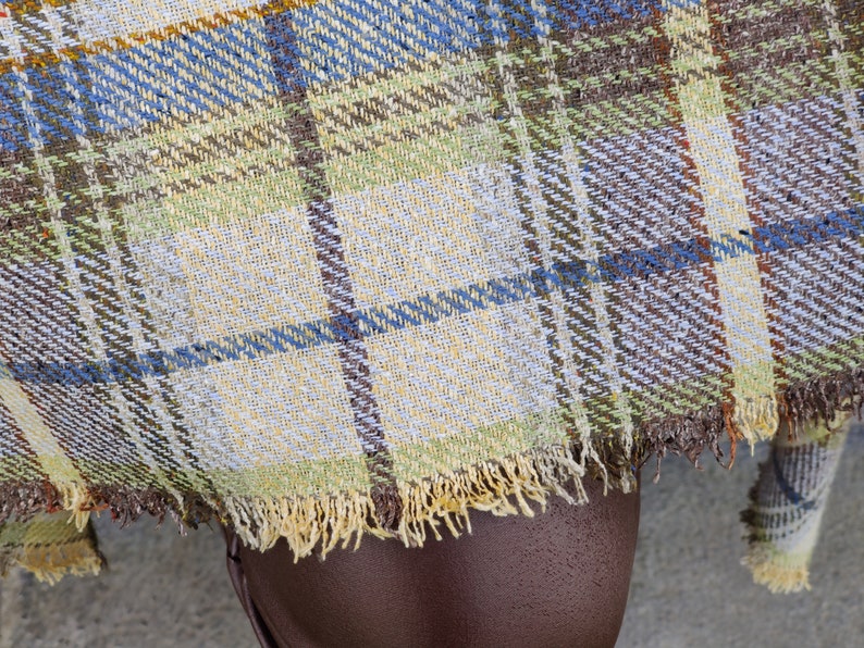 Burette Silk Summer/spring Ruana Wrap Yellow Teal Grey Brown - Etsy