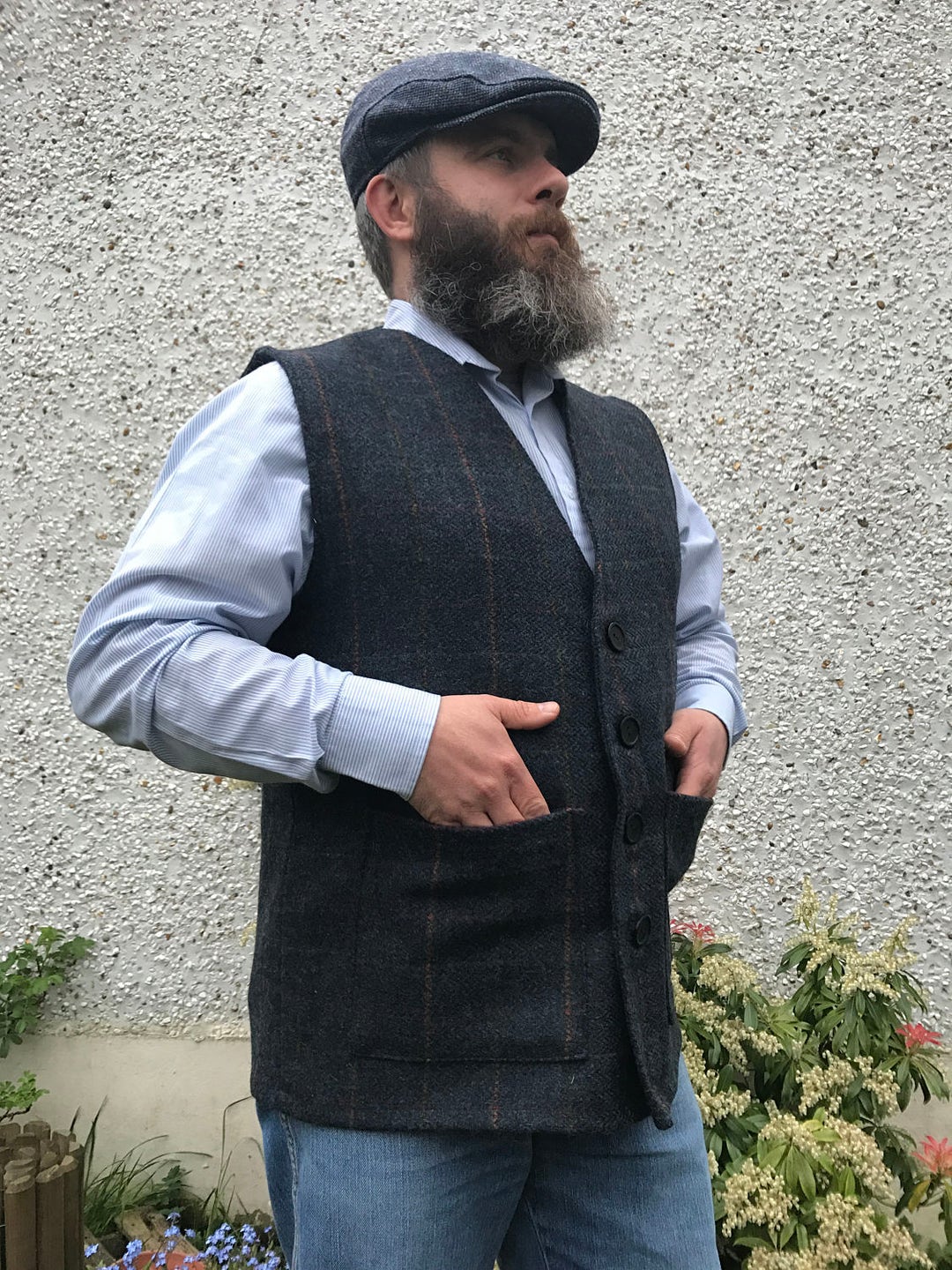 Traditional Irish Donegal Tweed Waistcoat - 100% Pure New Wool - Navy ...
