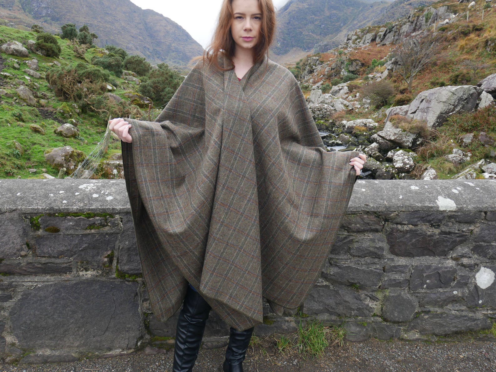 Irish Tweed Wool Cape Ruana Wrap Rectangle Cloak 100% Pure - Etsy