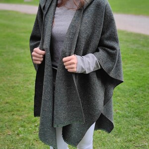 Irish Donegal Tweed Wool Hooded Ruana, Cape, Rectangle Cloak ...