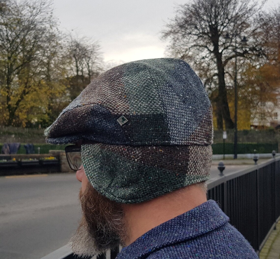Traditional Irish Donegal Tweed Flat Cap Green Brown Block - Etsy