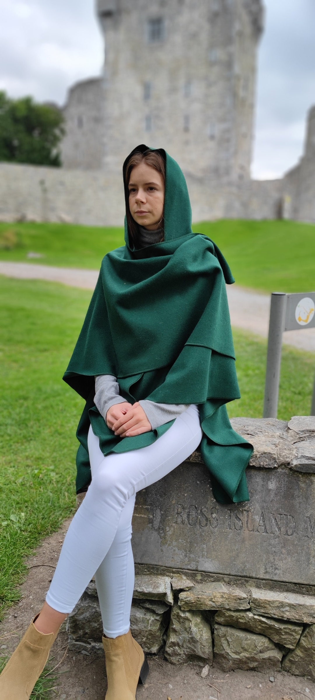 Irish Woven Wool Cape, Ruana, Wrap, Rectangle Cloak - 100% Pure New ...