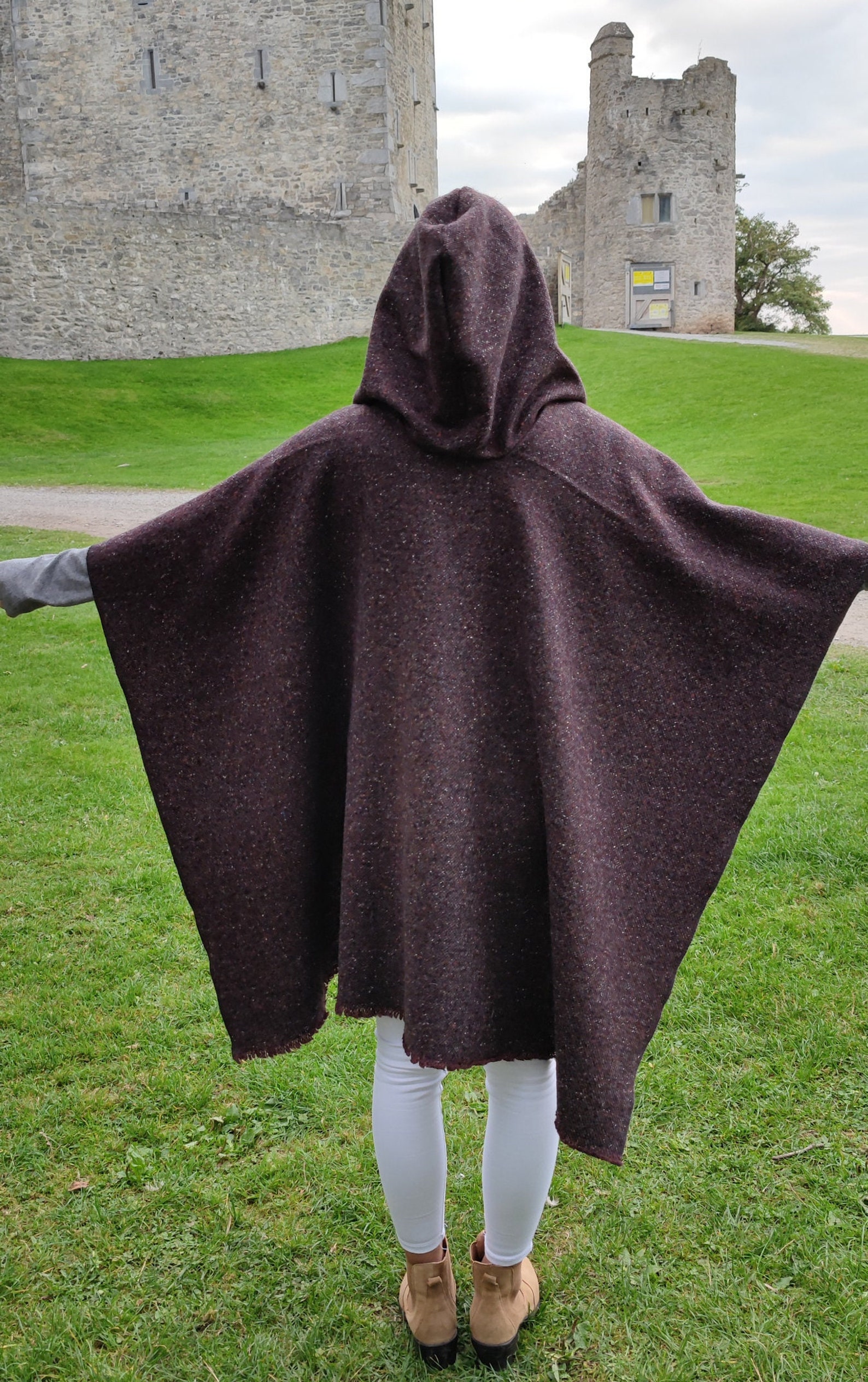Irish Donegal Tweed Wool Hooded Ruana Cape Rectangle Cloak - Etsy