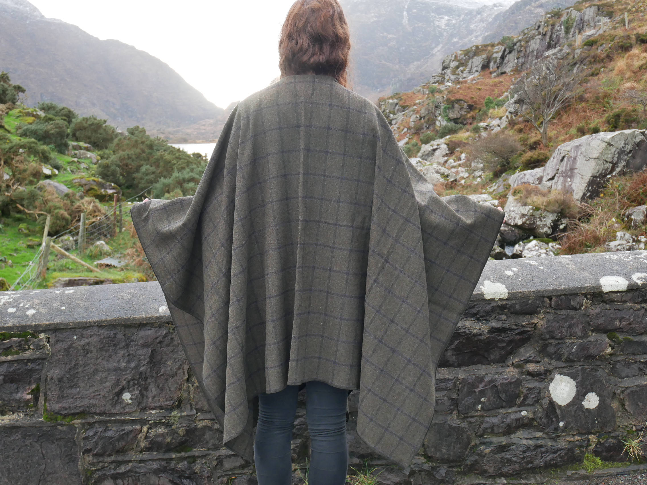 Irish tweed ruana, Irish wrap, large shawl -arisaid - moss green ...