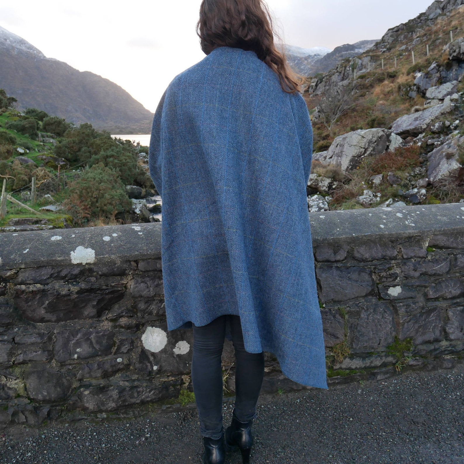 Irish Donegal Tweed Wool Ruana Wrap Cape Cloak Denim Blue - Etsy