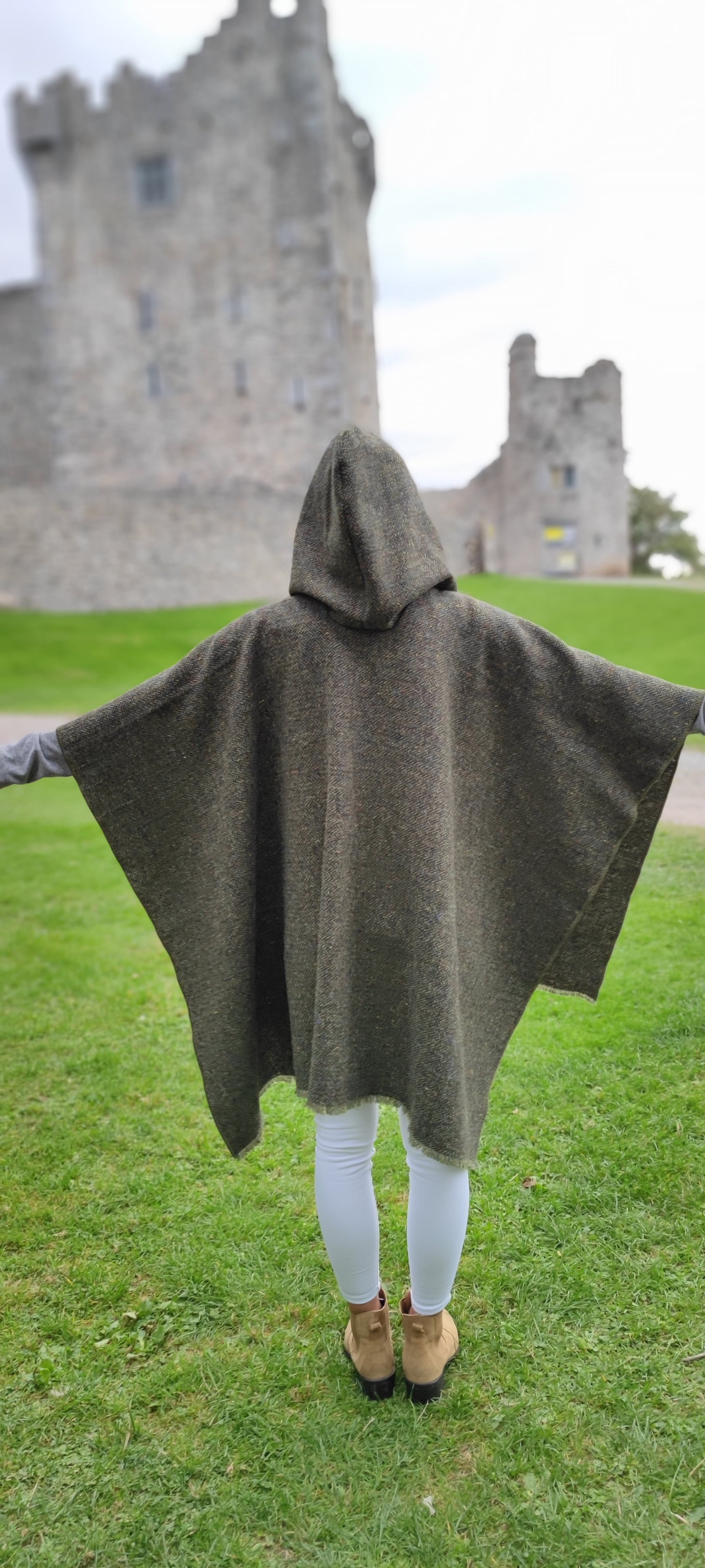 Irish Donegal Tweed Wool Hooded Ruana Cape Rectangle Cloak | Etsy