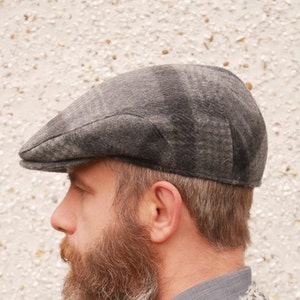 Traditional Irish Tweed Flat Cap - Grey/charcoal Tartan/plaid Check ...
