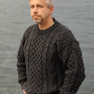 Traditional Aran Sweater - 100% Pure New Wool / Pure Soft Merino Wool ...