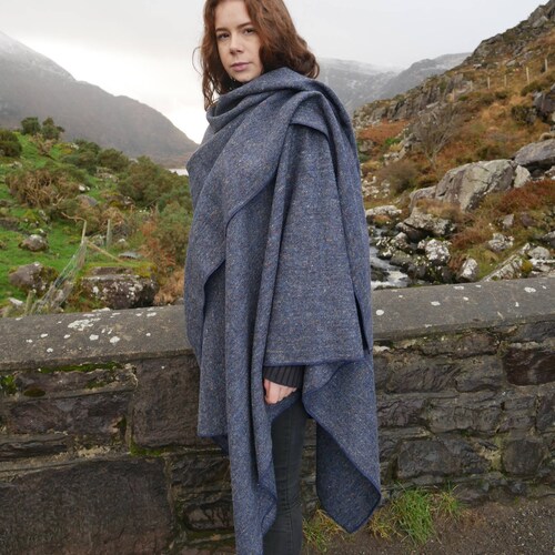 Irish Donegal Tweed Wool Hooded Ruana Cape Rectangle Cloak - Etsy
