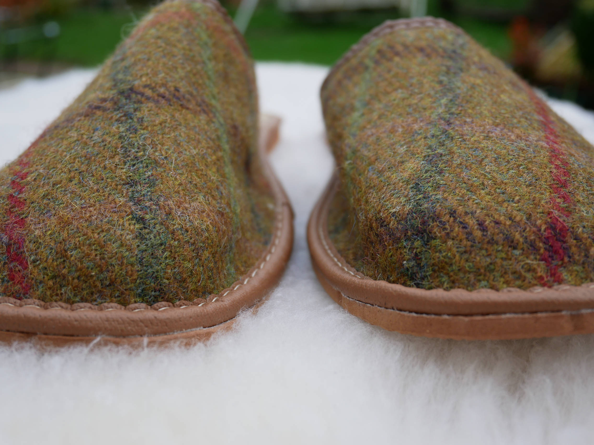 Irish Tweed & genuine leather Mens slippers-FREE SHIPPING-with durable ...