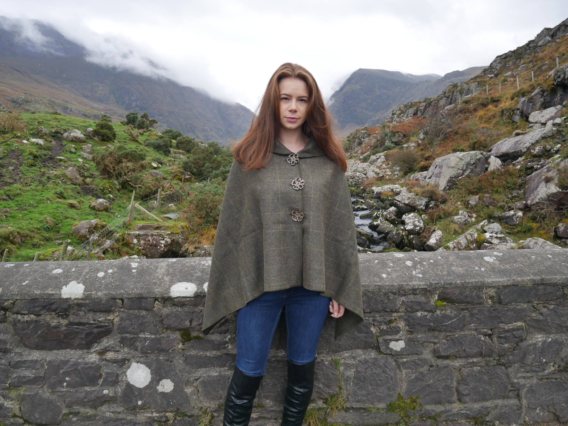 Irish Donegal tweed poncho, cape & shawl - 100% Pure New Irish Wool ...