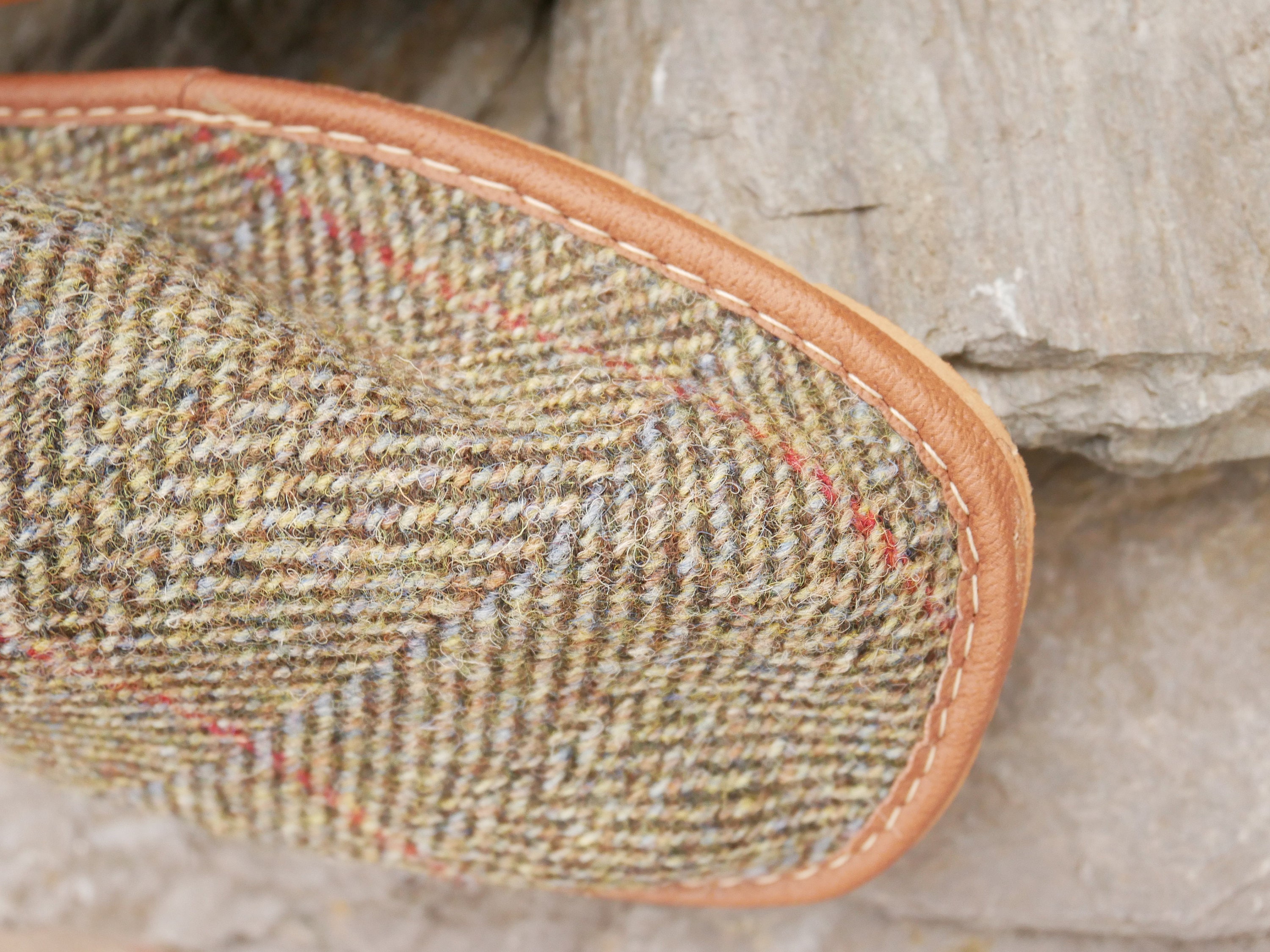 Irish Tweed & Leather slippers -FREE SHIPPING- with durable sole-green ...