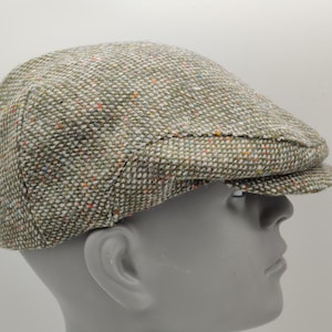 Traditional Irish Donegal Tweed Flat Cap - Classic Green Grey Fleck / Speckled - 100% Pure New ...