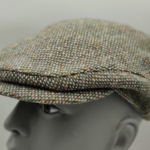 Traditional Irish Donegal Tweed Flat Cap - Classic Green Grey Fleck / Speckled - 100% Pure New ...