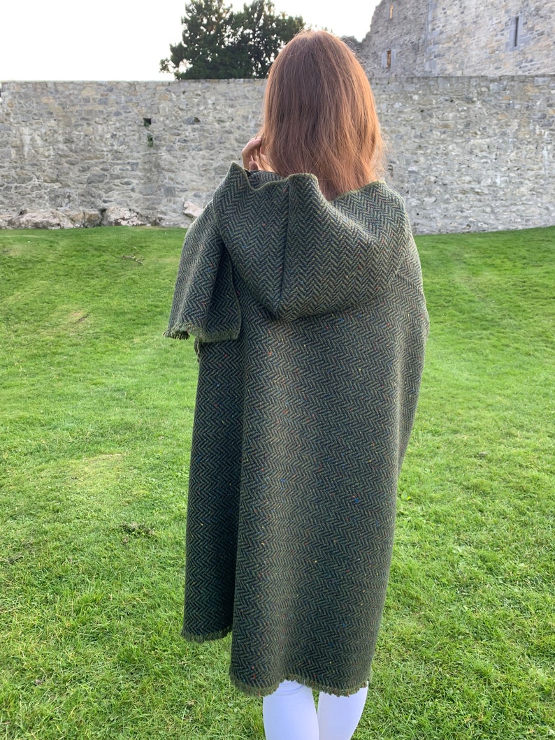 Irish Donegal Tweed Wool Hooded Ruana Cape Rectangle Cloak - Etsy