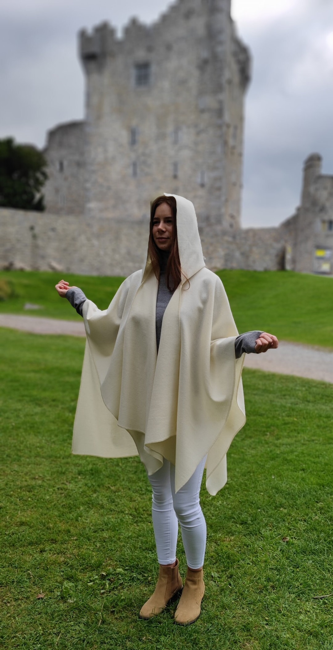 Irish Woven Wool Cape, Ruana, Wrap, Rectangle Cloak - 100% Pure New ...