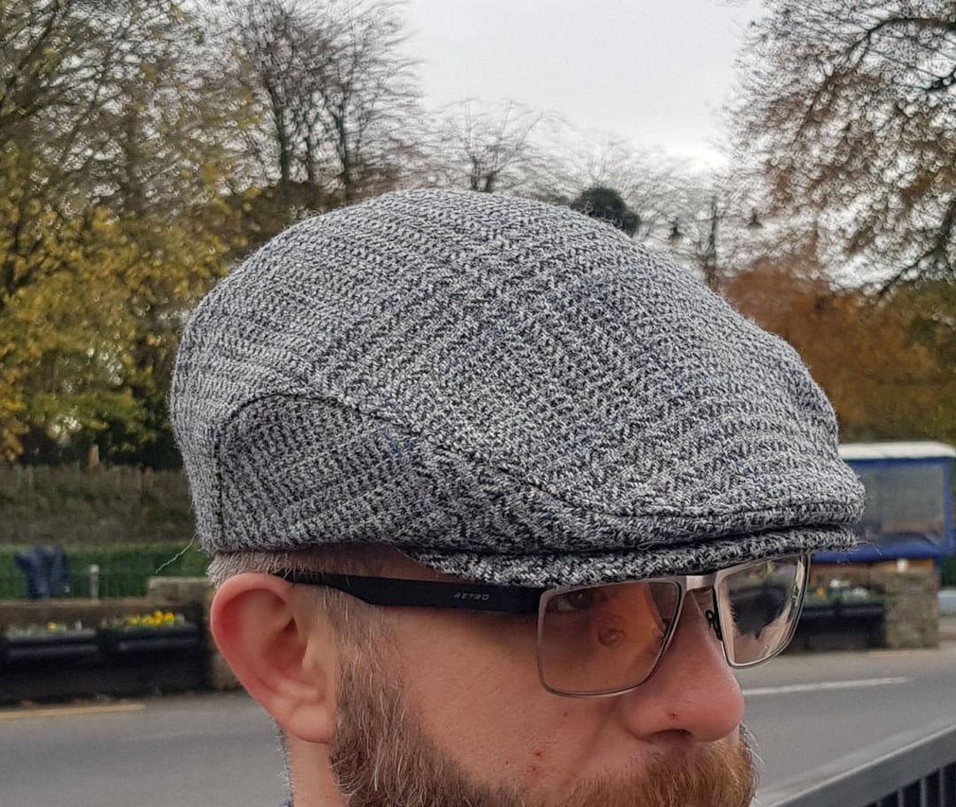 Traditional Irish Tweed Flat Cap -paddy Cap- Grey/blue Tartan /plaid ...