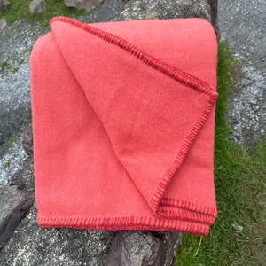 Luxurious Heavy Solid Coral 100% Pure New Irish Wool Blanket – Mulesing ...
