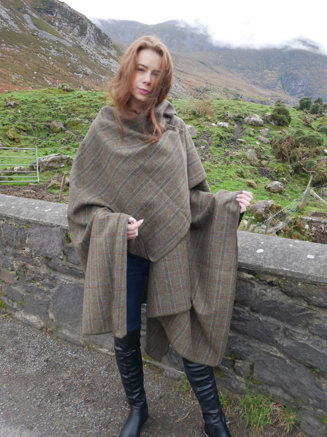 Irish Tweed Wool Cape Ruana Wrap Rectangle Cloak 100% Pure - Etsy