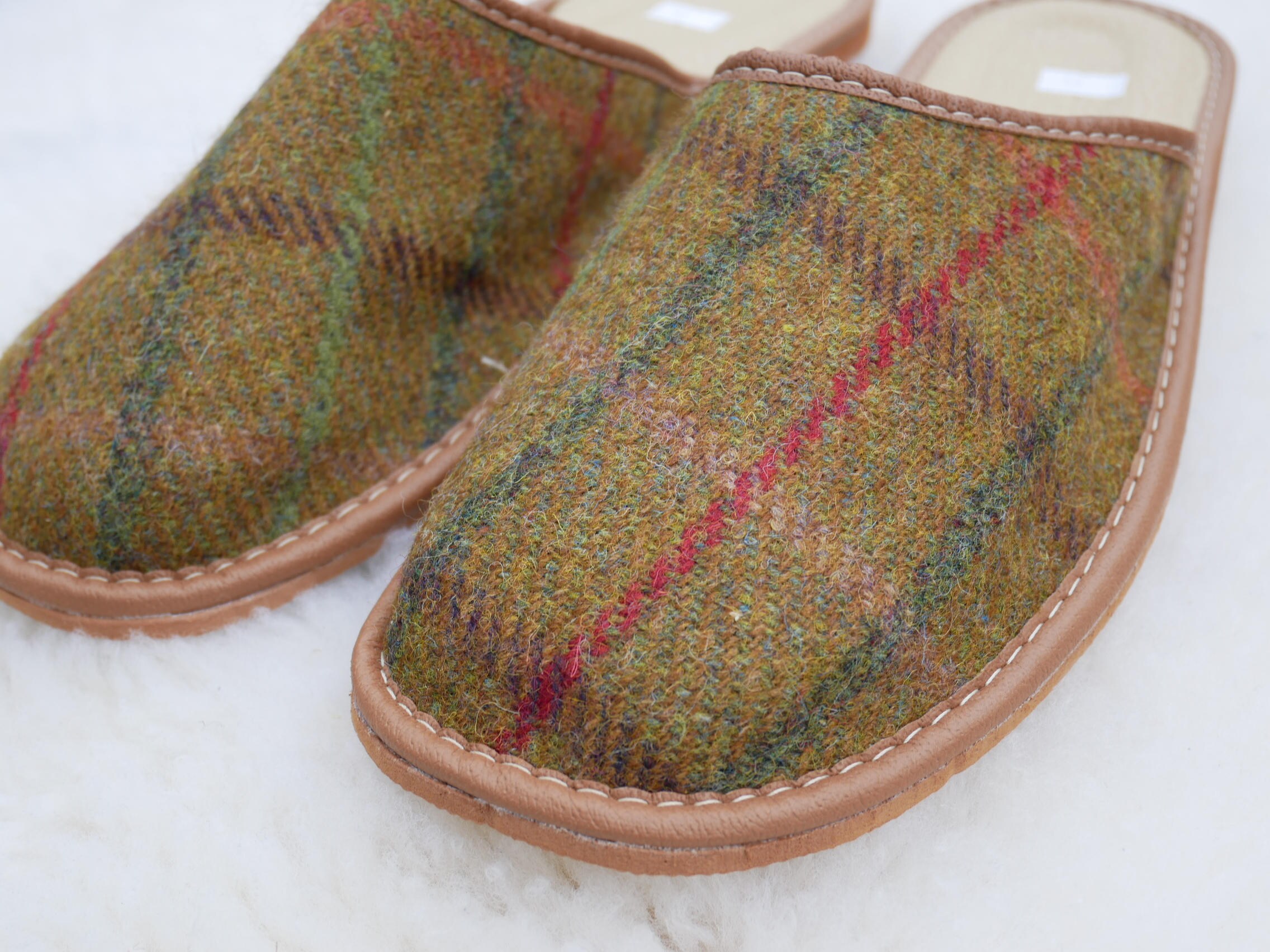 Irish Tweed & genuine leather Mens slippers-FREE SHIPPING-with durable ...