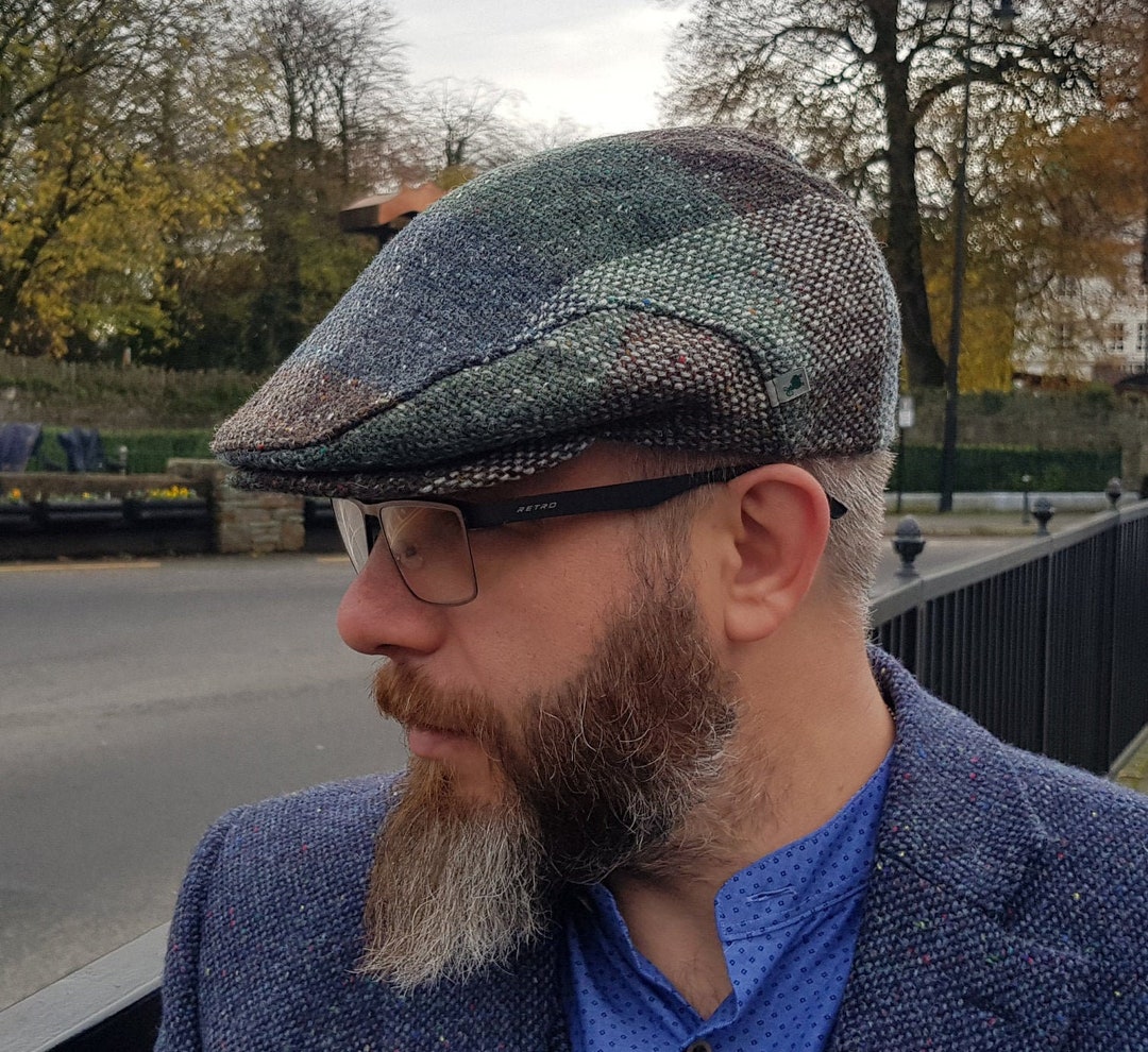 Traditional Irish Tweed Flat Cap - Brown/green Check - 100% Wool ...