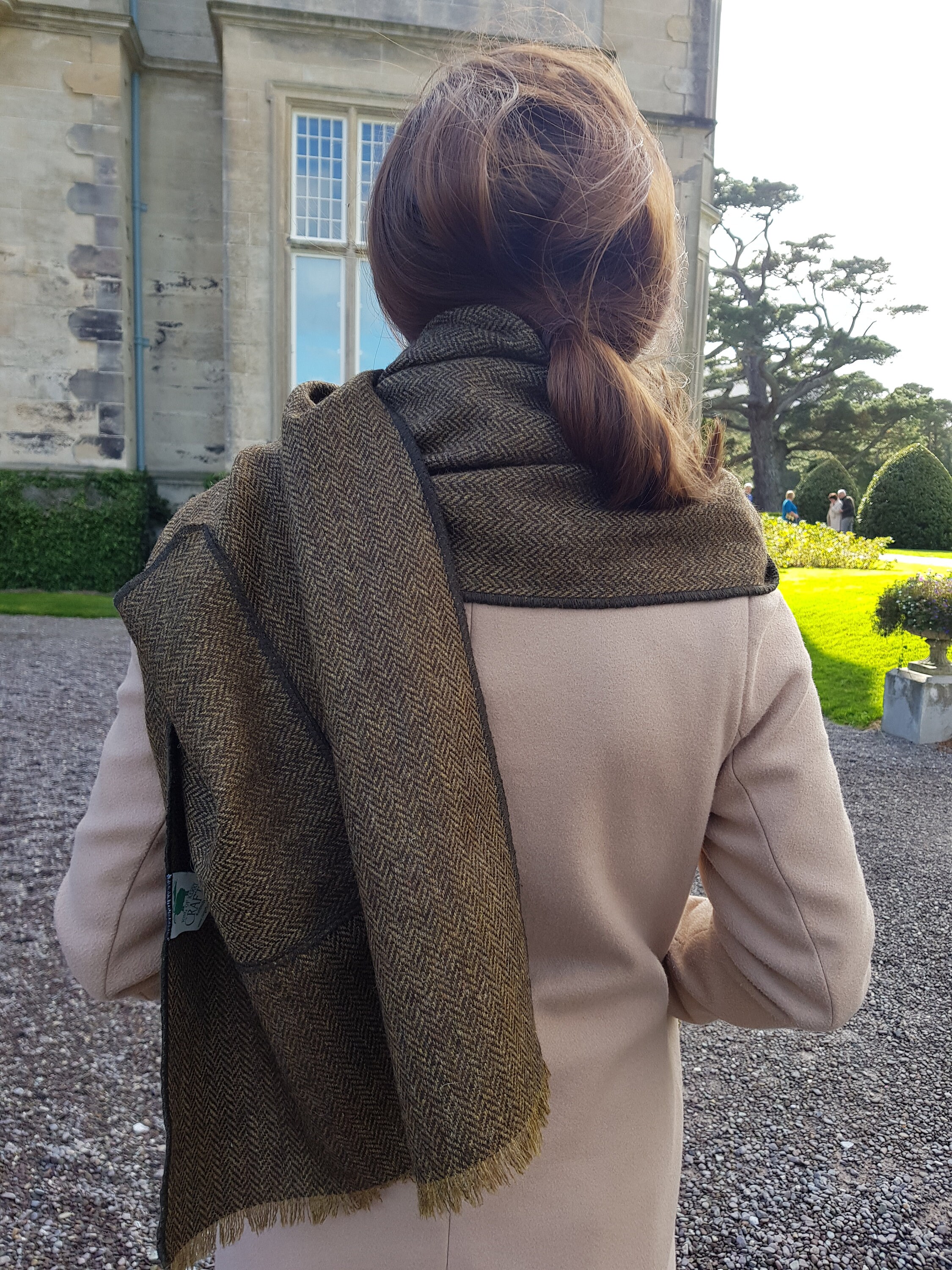 Irish tweed shawl, oversized scarf, stole - brown & bronze herringbone ...