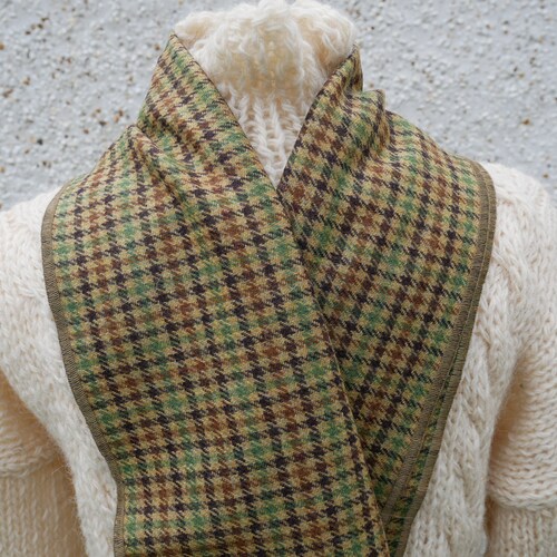 Irish Tweed Wool Scarf 100% Pure New Wool Moss Green Tartan - Etsy