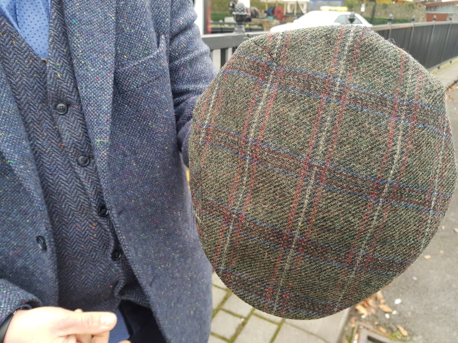 Traditional Irish Tweed Flat Cap - Paddy Cap - Green/red/blue Tartan ...