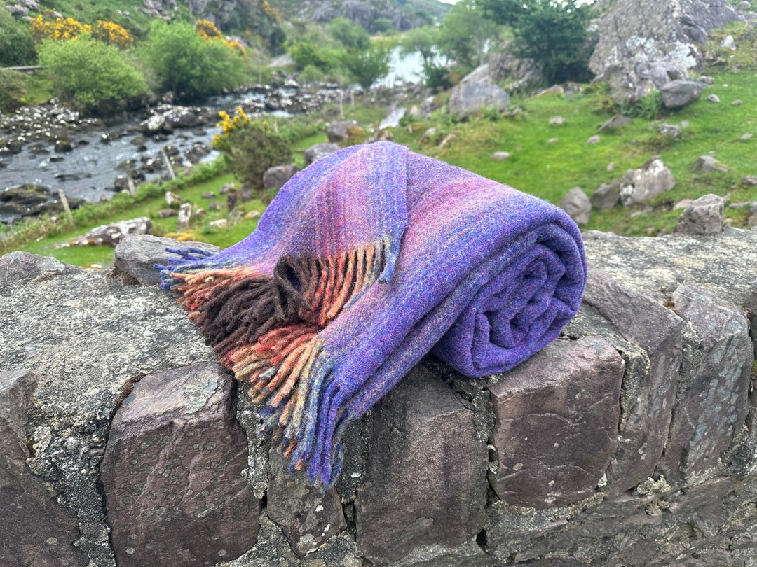Luxurious Heavy Teasel-finished 100% Pure New Irish Wool Blanket Earthy ...