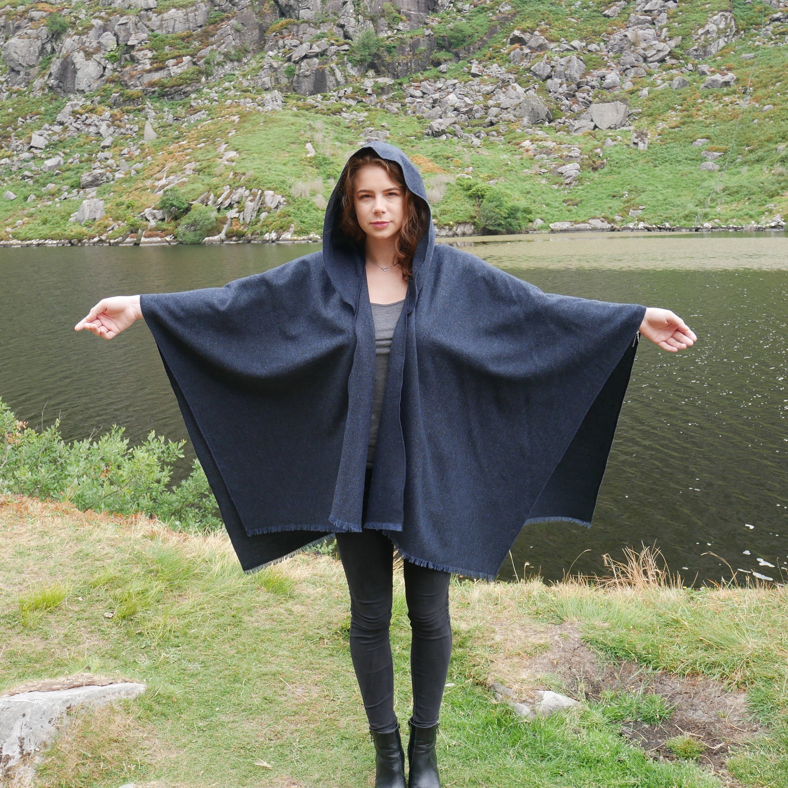 Irish Woven Wool Hooded Ruana Cape Rectangle Cloak Wrap | Etsy