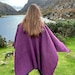 Irish Donegal Tweed Hooded Ruana, Wrap, Cape, Cloak, Robe - Purple Wine ...